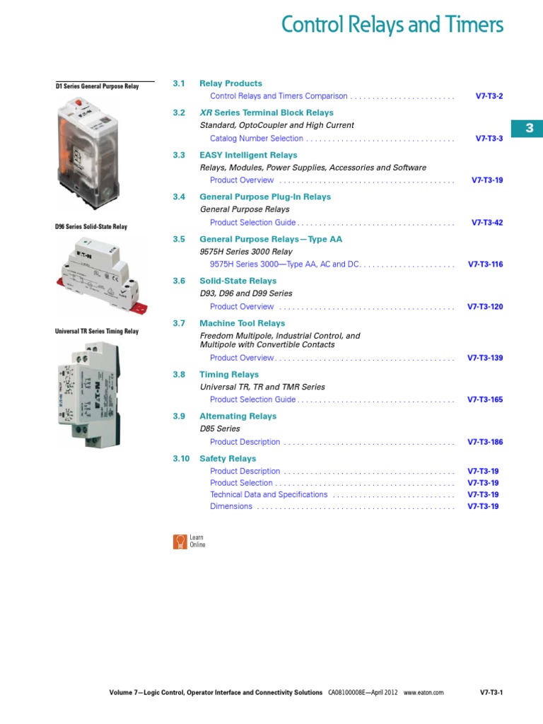 Catalogue - Control Relays and Timers | PDF | Relay | Rectifier
