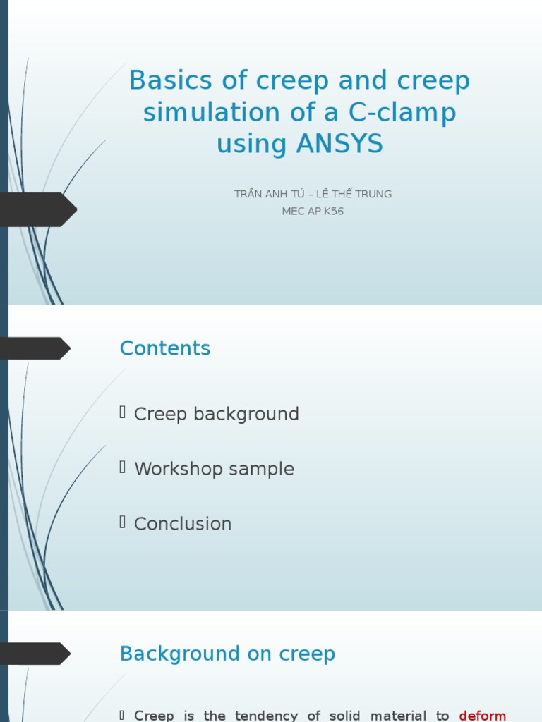 Basics of Creep and Creep Simulation of A C-Clamp Using ANSYS | PDF