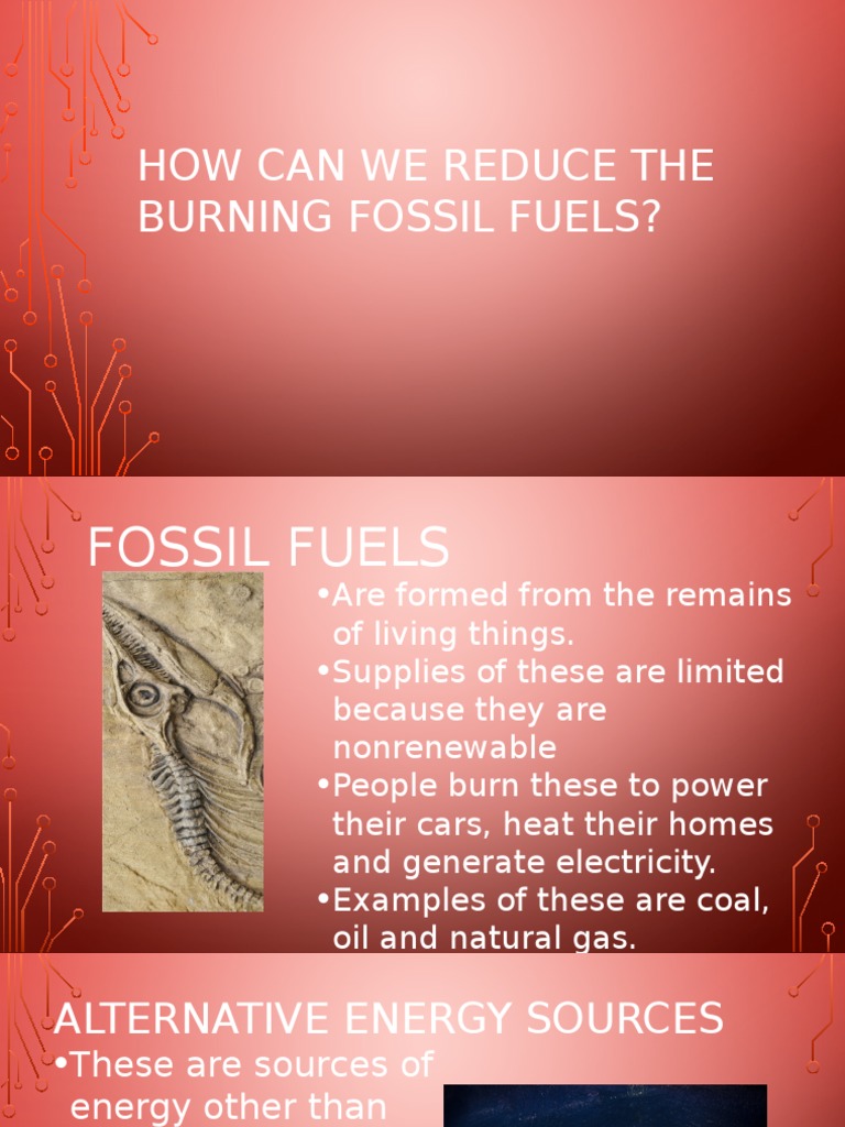 How Can We Reduce The Burning Fossil Fuels | PDF