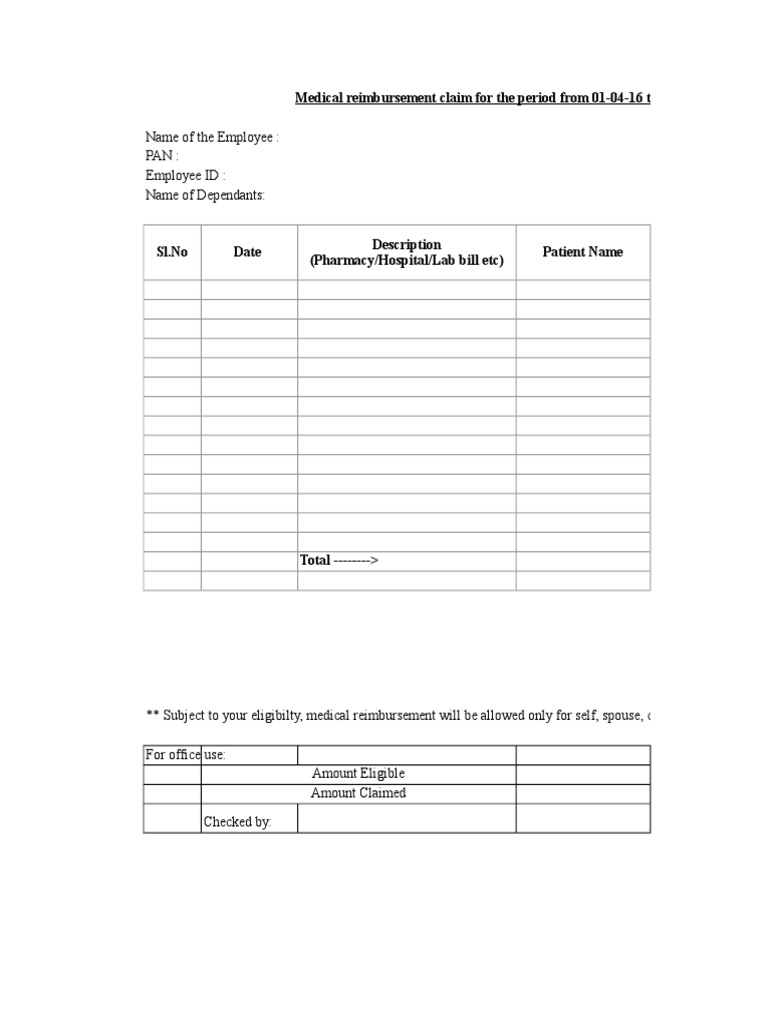 Medical Reimbursement Claim Form | PDF