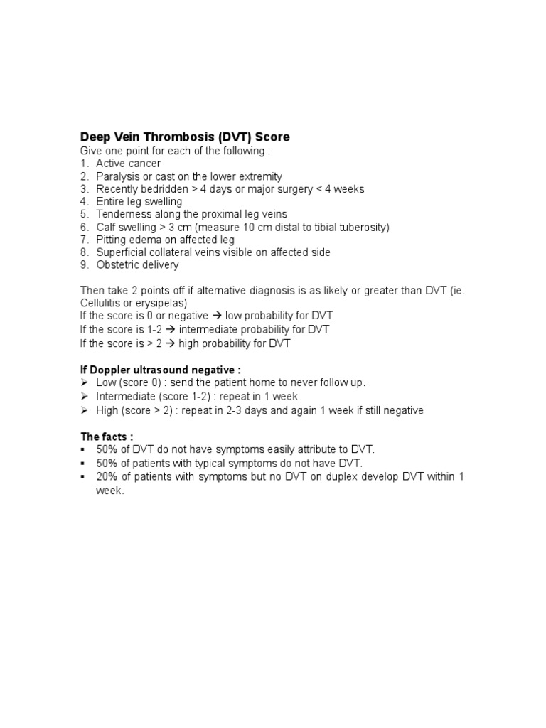 DVT Score | PDF