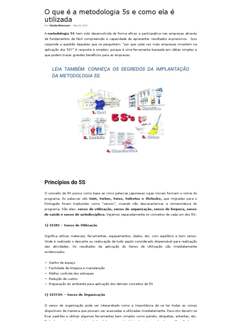 O Que É A Metodologia 5s e Como Ela É Utilizada | PDF | Qualidade ...