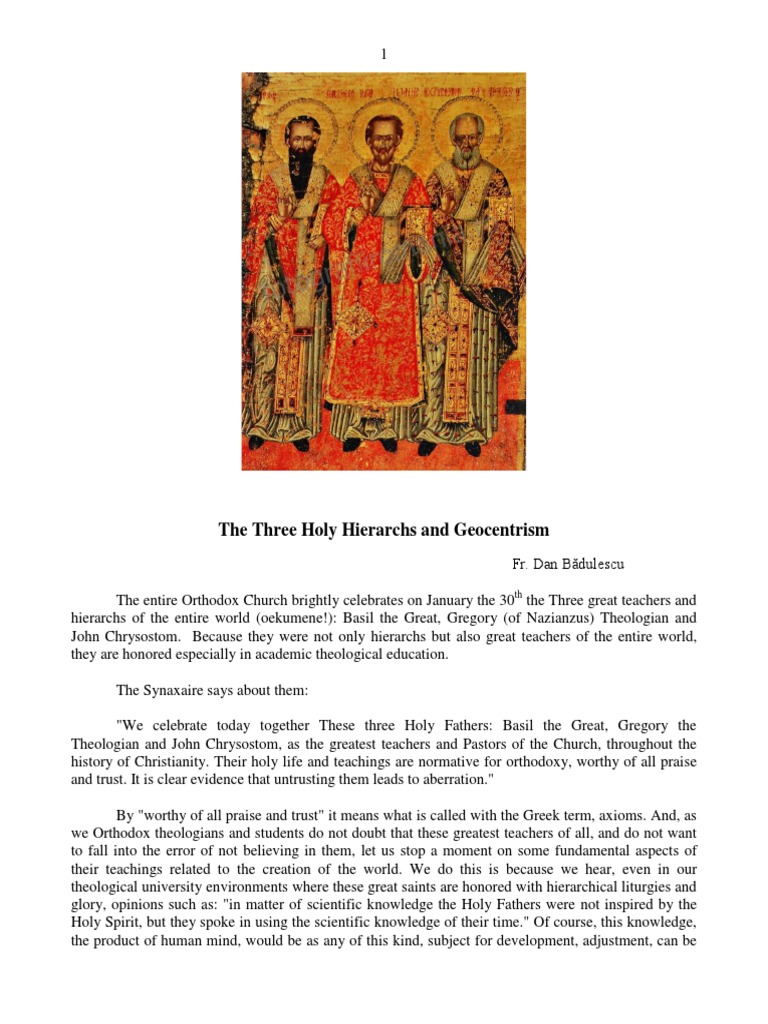 The Three Holy Hierarchs and Geocentrism | PDF | Eastern Orthodox ...