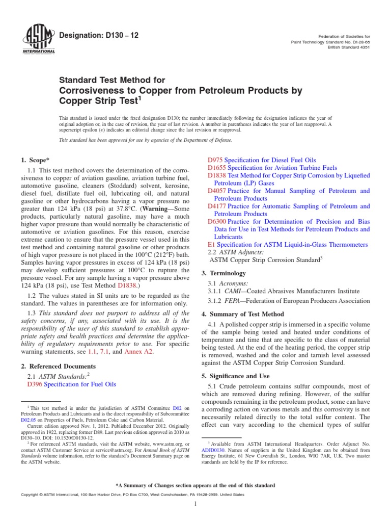 Astm D130 PDF | PDF | Gasoline | Petroleum
