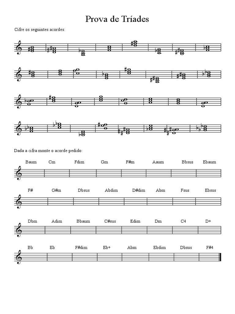 Prova de Acordes Tríades (Simples 2) | PDF