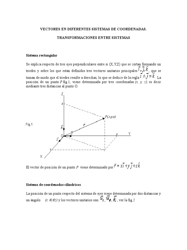 Vectores en Sistemas de Coordenadas | PDF | Sistema coordinado | Vector Euclidiano
