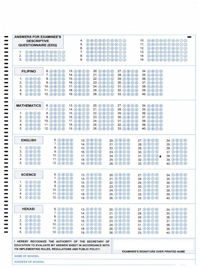 Nat Answer Sheet Optimized Copy Pdf