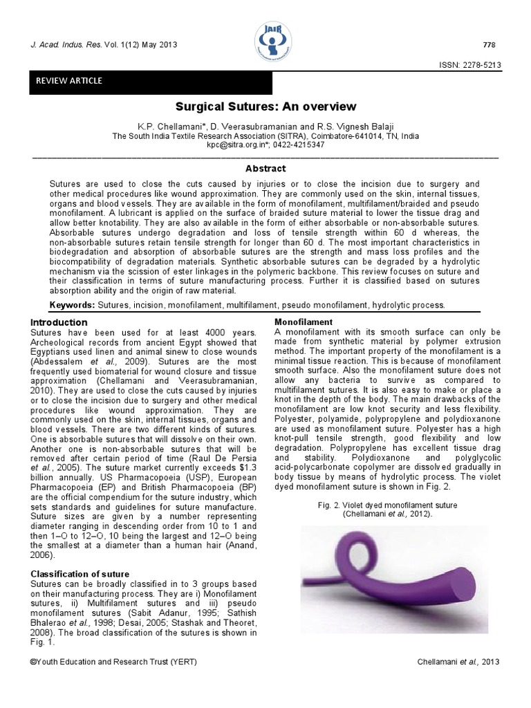 Surgical Sutures - An Overview | PDF | Surgical Suture | Biodegradation