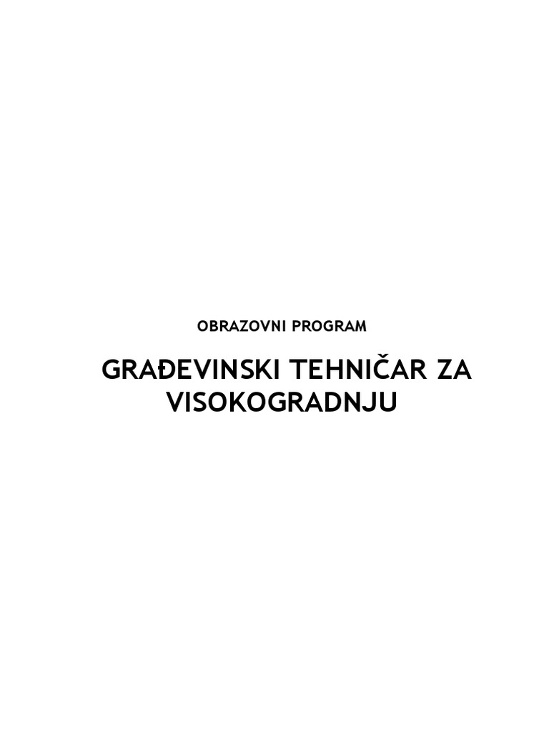 Gradjevinski Tehnicar Za Visokogradnju PDF | PDF