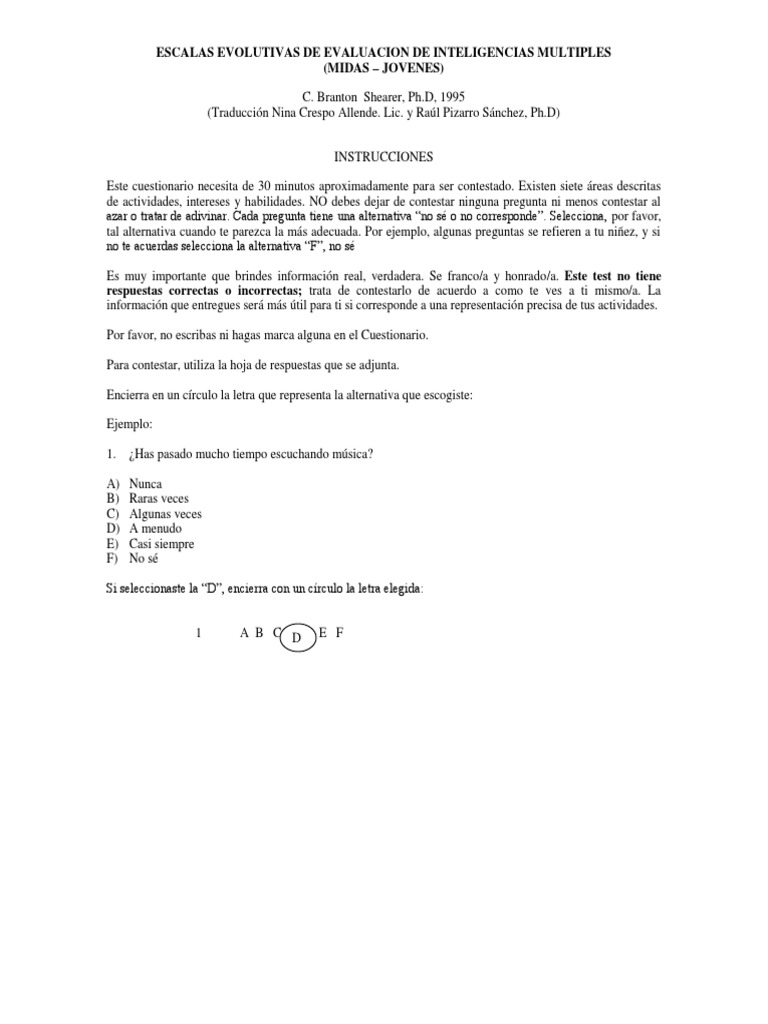 Test Midas | PDF | Cuestionario | Deportes