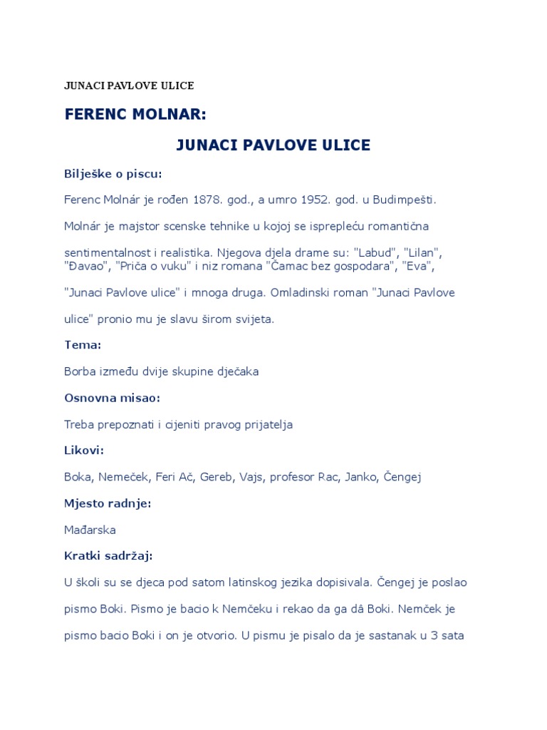 Decaci Pavlove Ulice | PDF