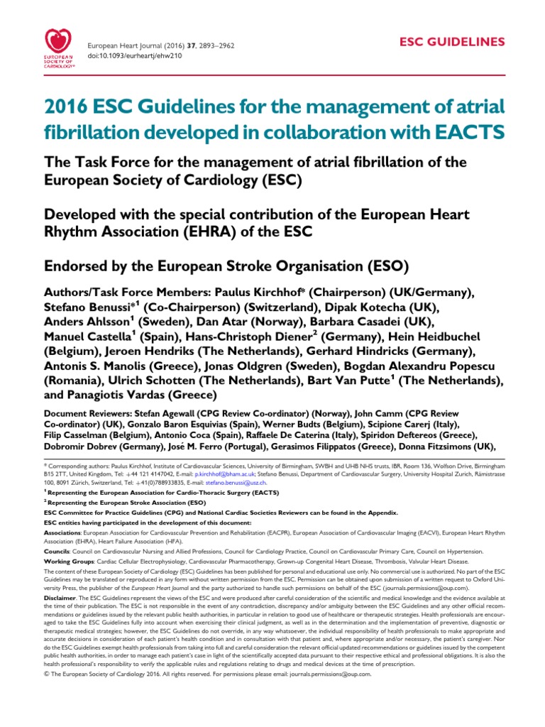 Ghid 2016 Fibrilatia Atriala | PDF | Stroke | Ischemia