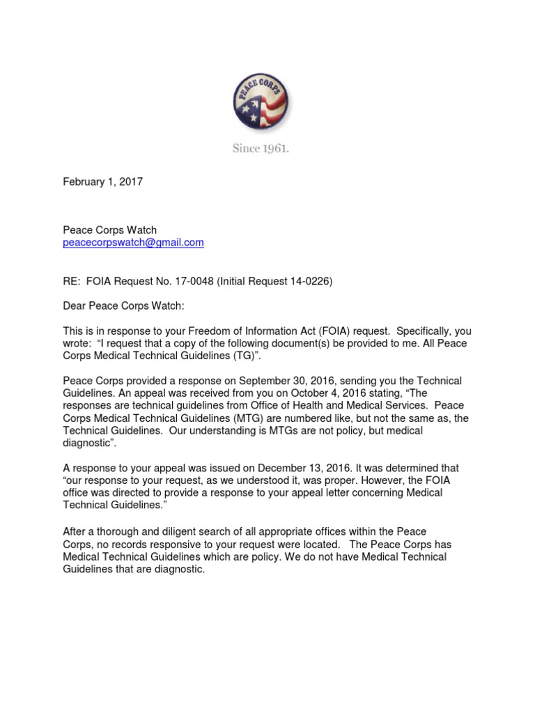 FOIA Response Letter (Appeal) | PDF | Law