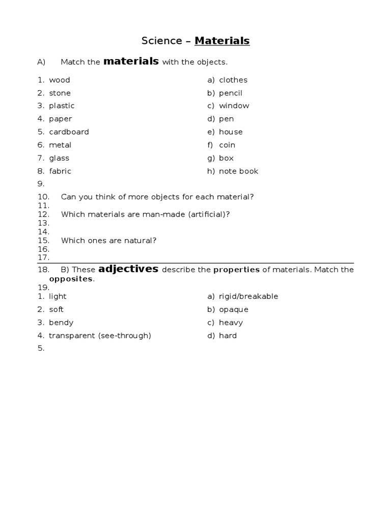 Materials, Objects & Properties | PDF