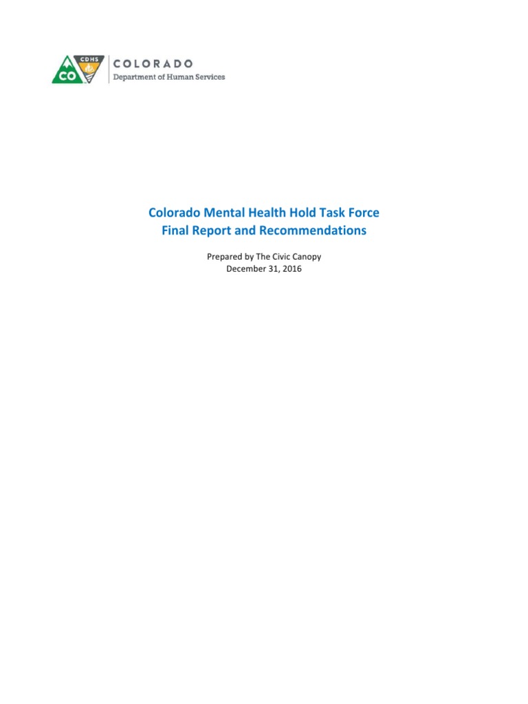 Colorado Mental Health Hold Task Force: Final Report and Recommendations | PDF | Mental Health ...