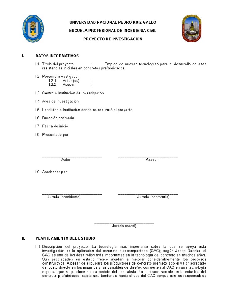 Esquema Proyecto Inv Unprg | PDF
