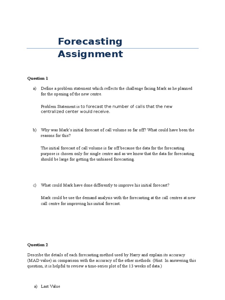 Forecasting Assignment 1 | Download Free PDF | Errors And Residuals ...