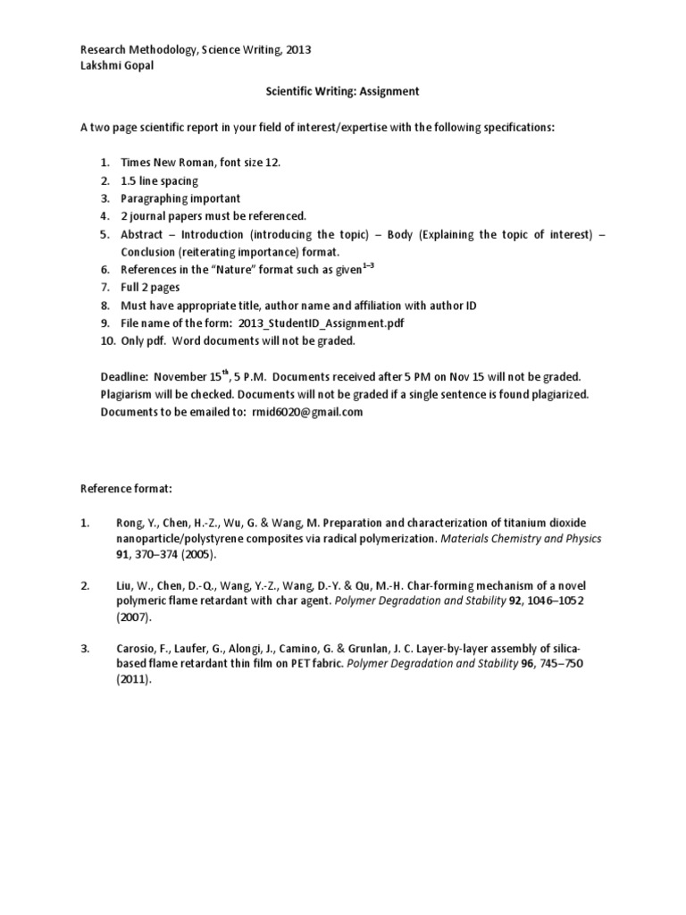 Scientific Writing: Assignment | PDF