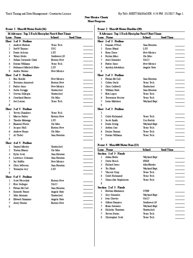 Meet Program Info | PDF