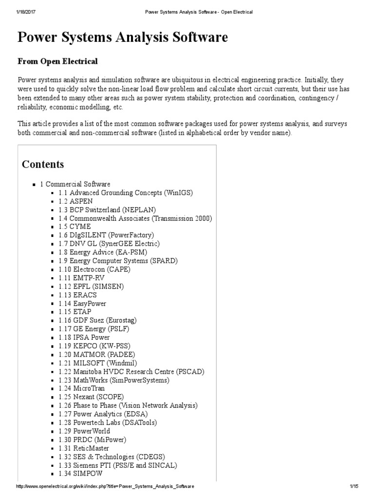 Power Systems Analysis Software - Open Electrical | PDF | Science ...