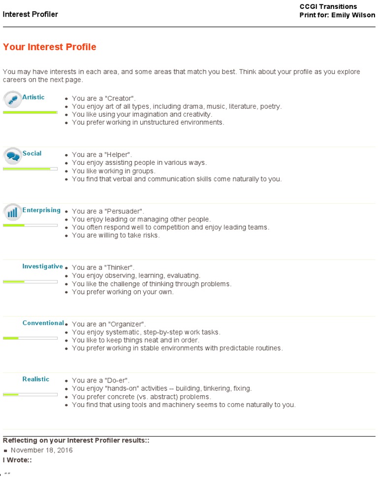 Interest Profiler | PDF