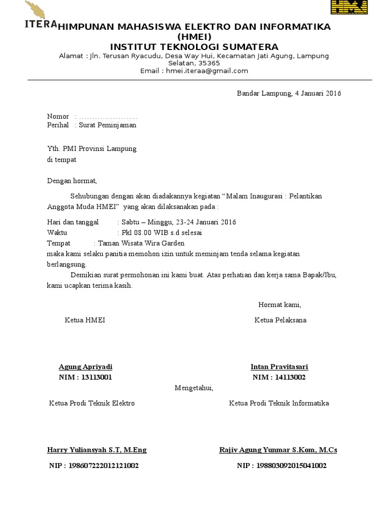 Surat Peminjaman Tenda 2 - PMI | PDF