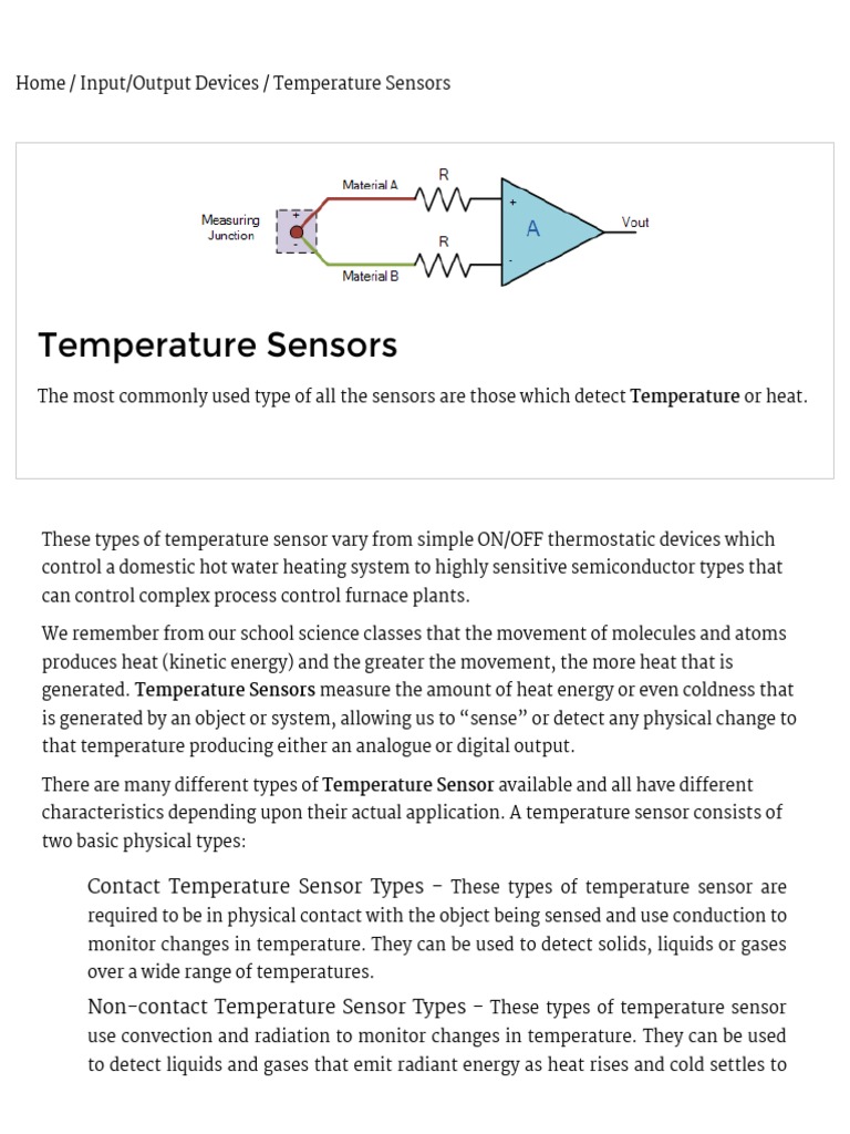Temperature Sensor Types for Temperature Measurement | Thermocouple ...