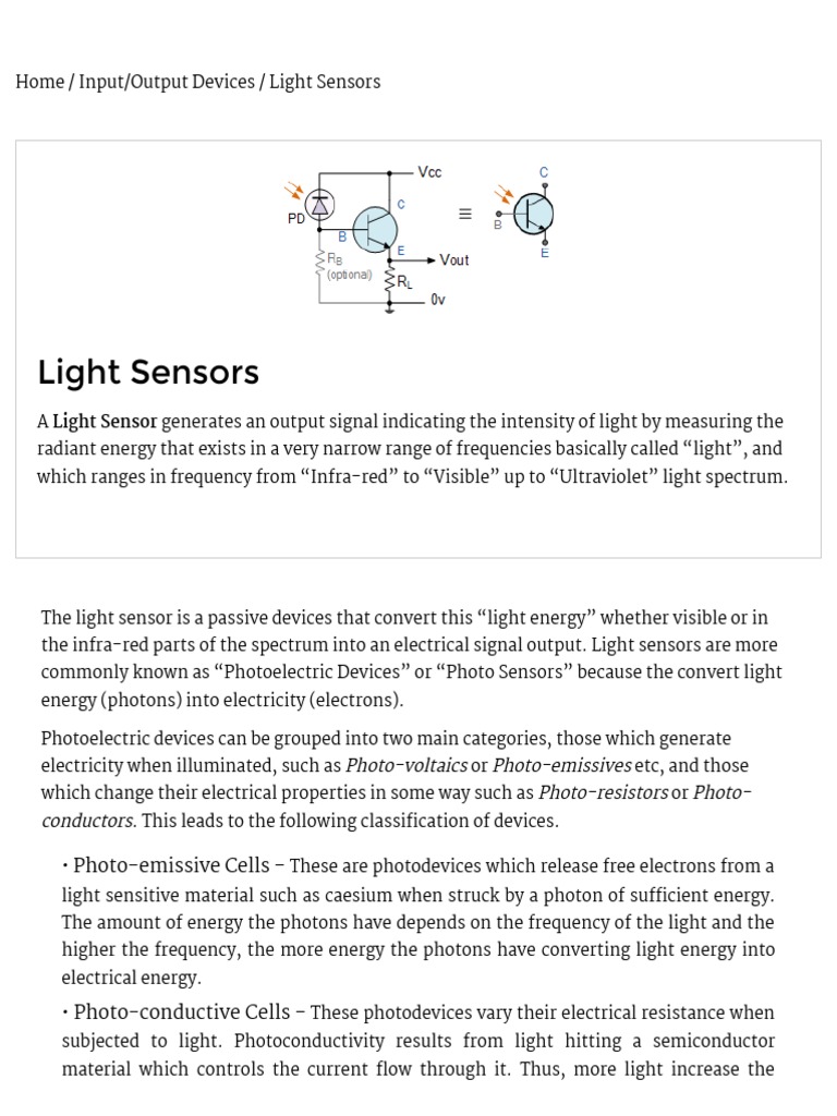 Light Sensor Including Photocell and LDR Sensor | PDF | Solar Cell ...