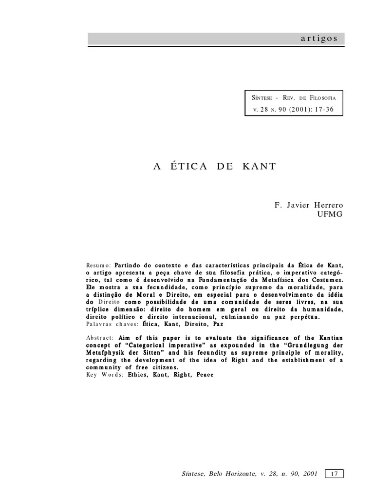 A Ética de Kant e o Imperativo Categórico | PDF | Immanuel Kant | Moralidade