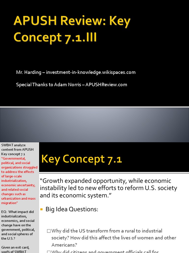 Apush - Concept - 7.1.III | PDF | New Deal | Economics