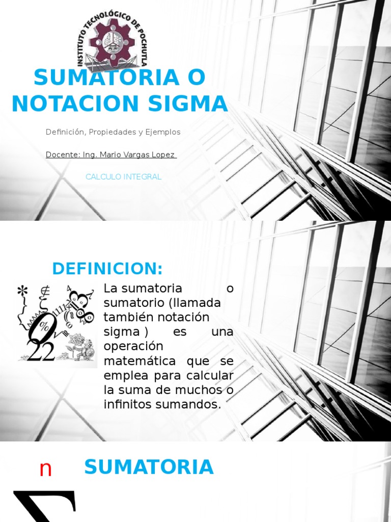 Sumatoria o Notacion Sigma | PDF | Suma | Notación Matemática