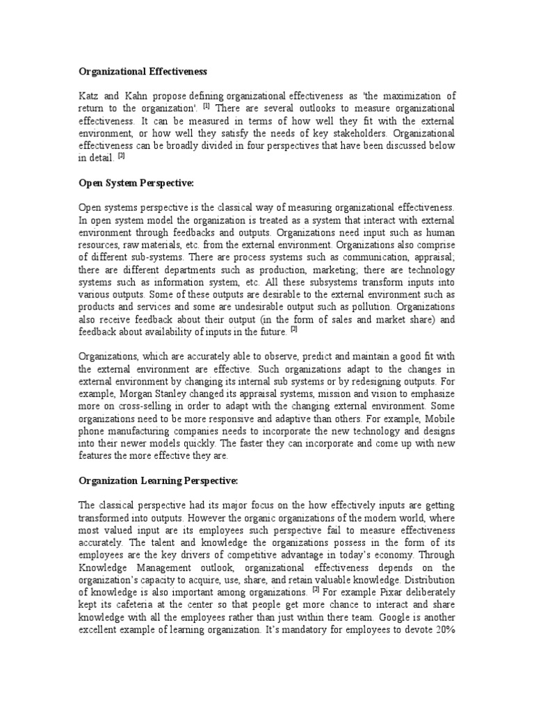 Organizational Effectiveness | PDF | System | Stakeholder (Corporate)