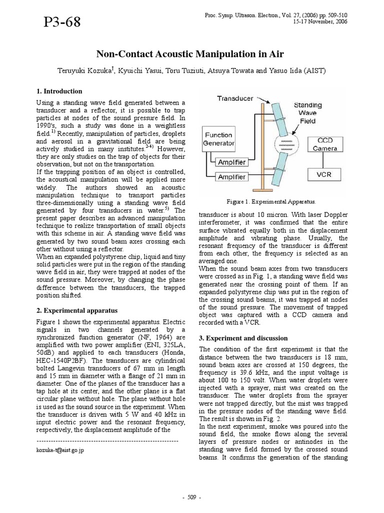 Non-Contact Acoustic Manipulation in Air PDF | PDF | Sound | Waves