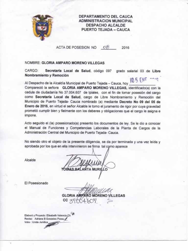 Acta Posesion062 | PDF | Alcalde | Instituciones sociales