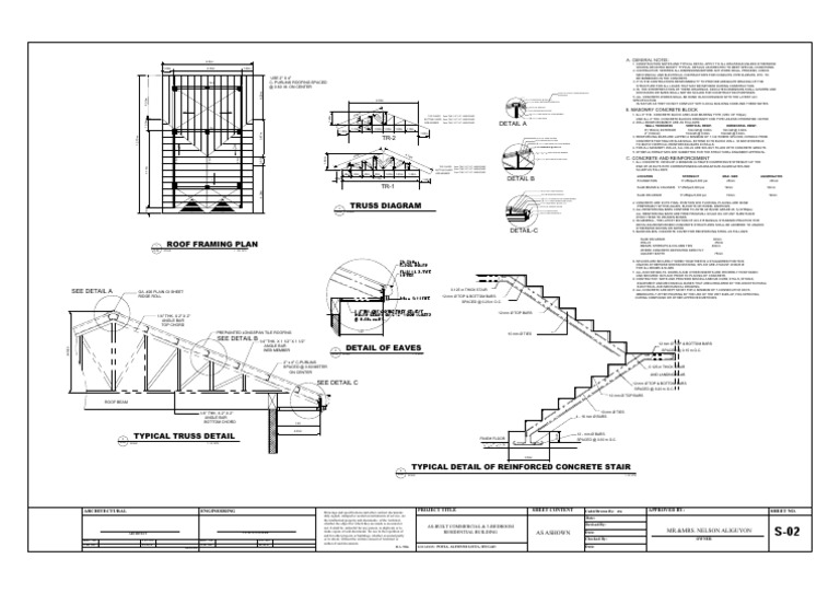 Sample Structural Drawing | PDF | Truss | Concrete