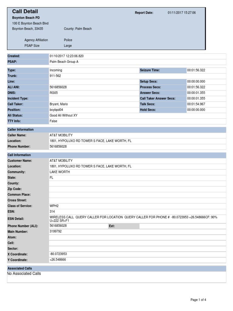 Boynton Beach PD Call Report 2017 | PDF