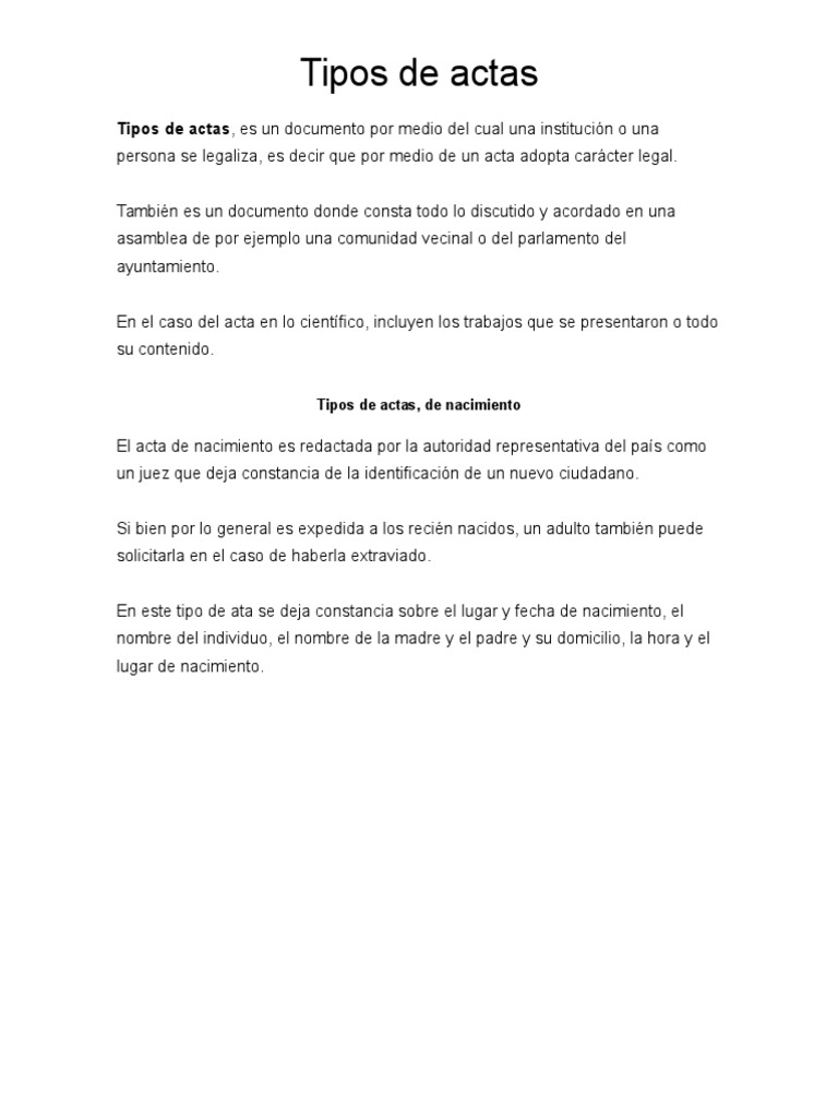 Tipos de Actas | PDF | Matrimonio | Divorcio