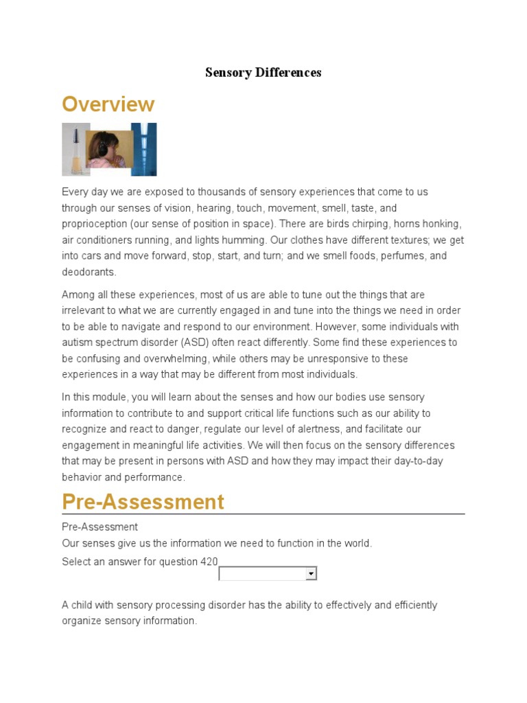 Sensory Differences | Download Free PDF | Senses | Somatosensory System