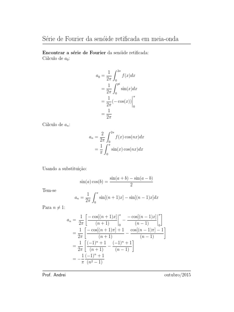 S Erie de Fourier Da Sen Oide Retificada em Meia-Onda | PDF