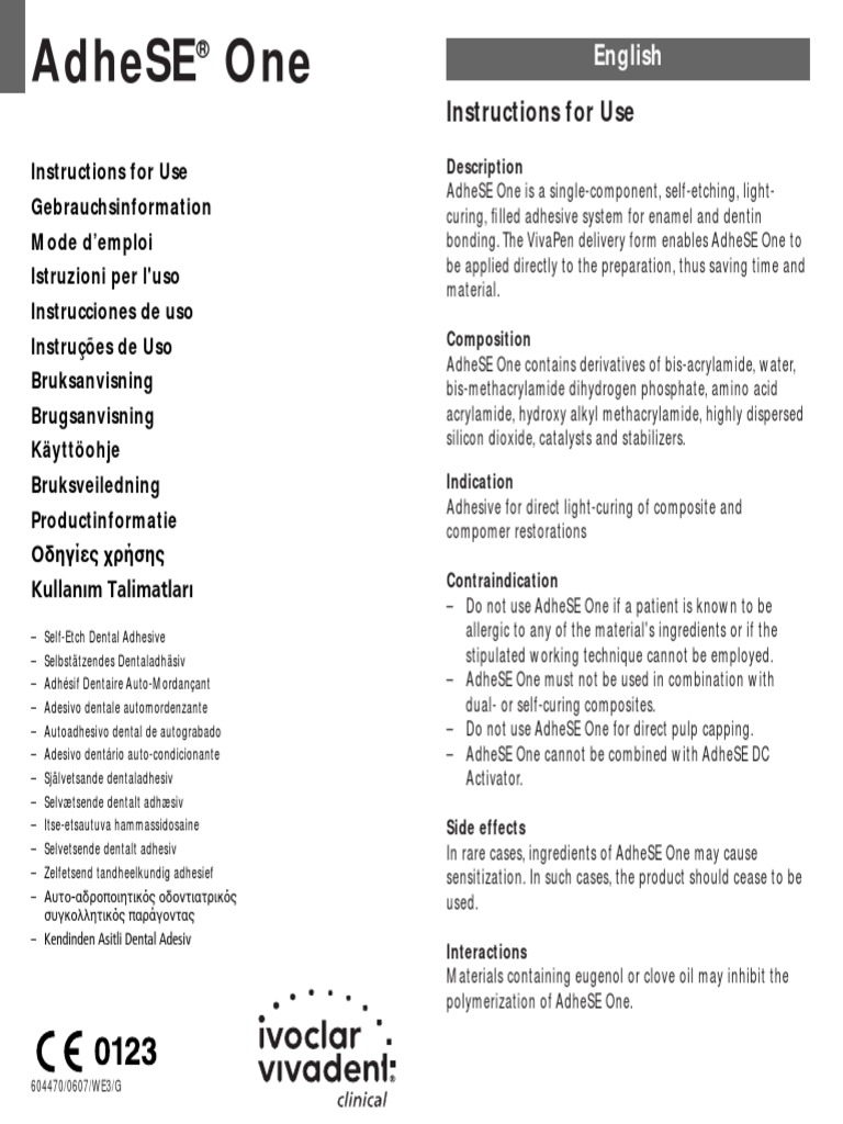 AdheSE One | PDF | Disinfectant | Adhesive