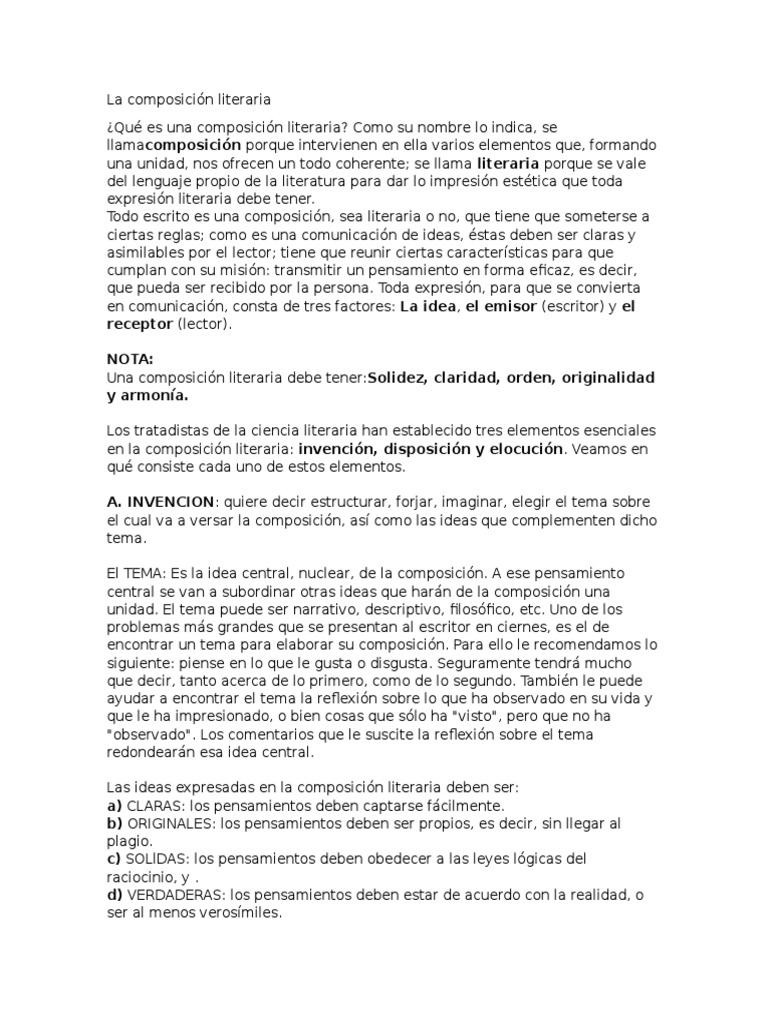 Elementos de la Composición Literaria | PDF | Sermón | Comunicación