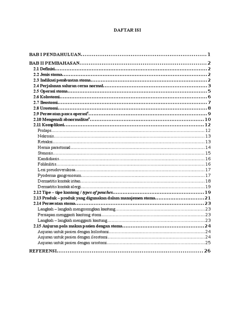 Operasi Pembuatan Stoma dan Perawatannya | PDF