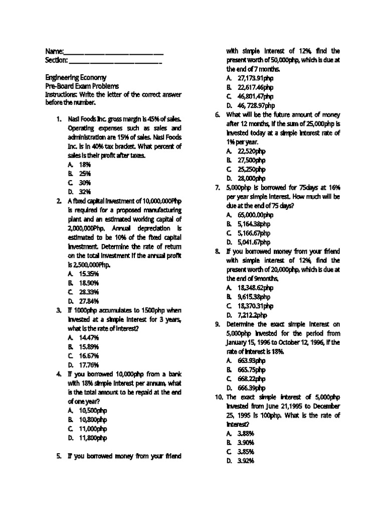 Engineering-Economy-40 PRE FINALS EXAM PDF | PDF | Interest | Book Value