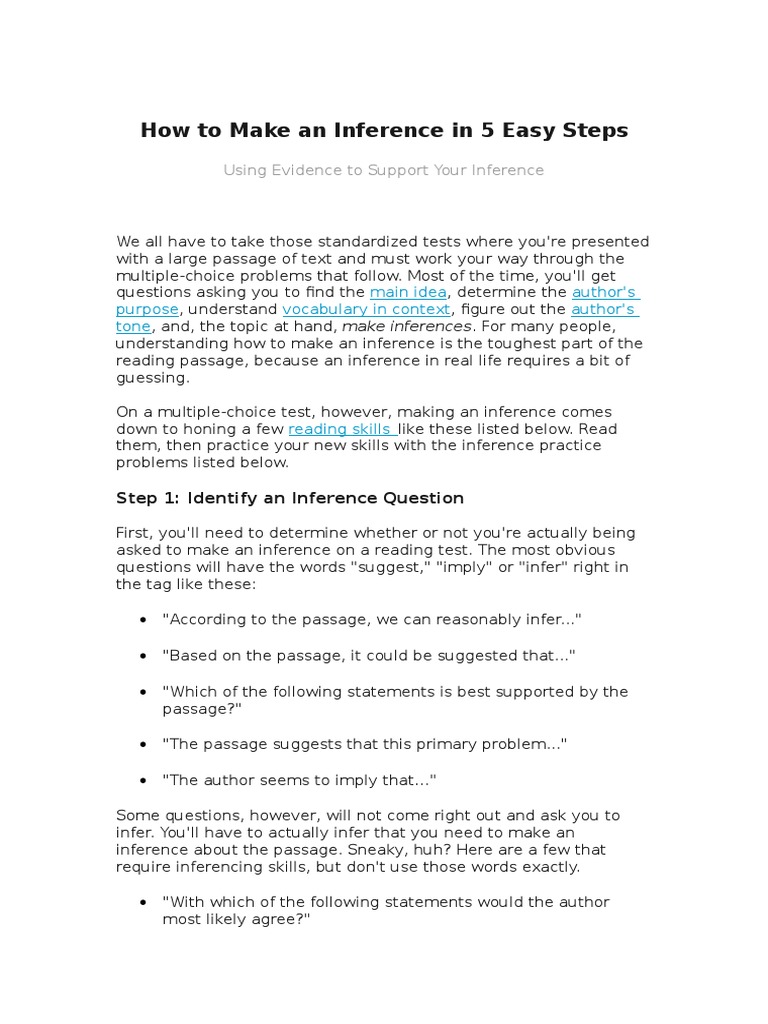 How To Make An Inference in 5 Easy Steps | PDF | Inference | Test ...