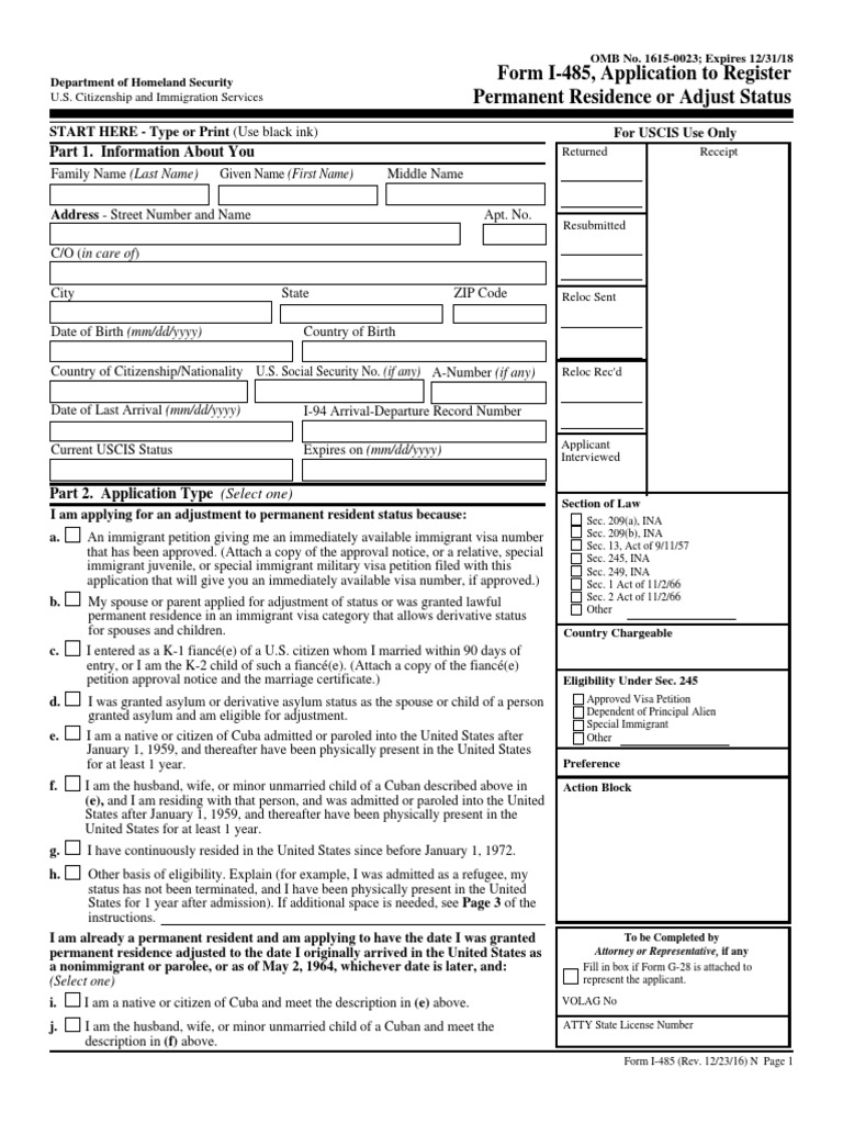 i-485.pdf | Permanent Residence (United States) | United States ...