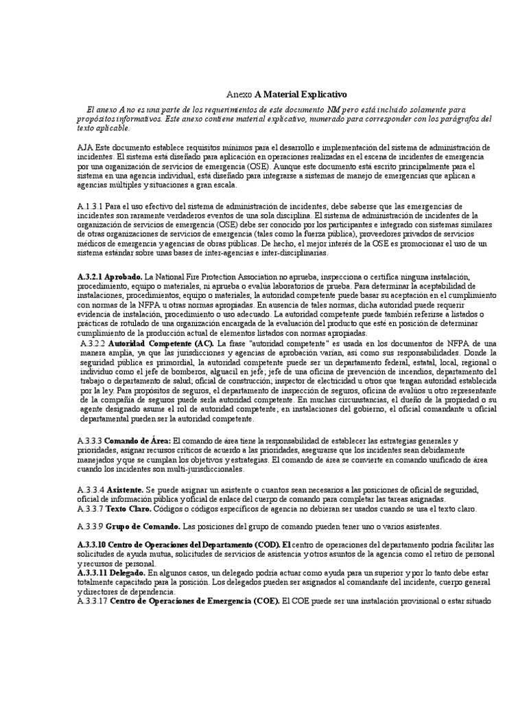 NFPA 1561 Anexo A Material Explicativo PDF | PDF | Planificación | Radio