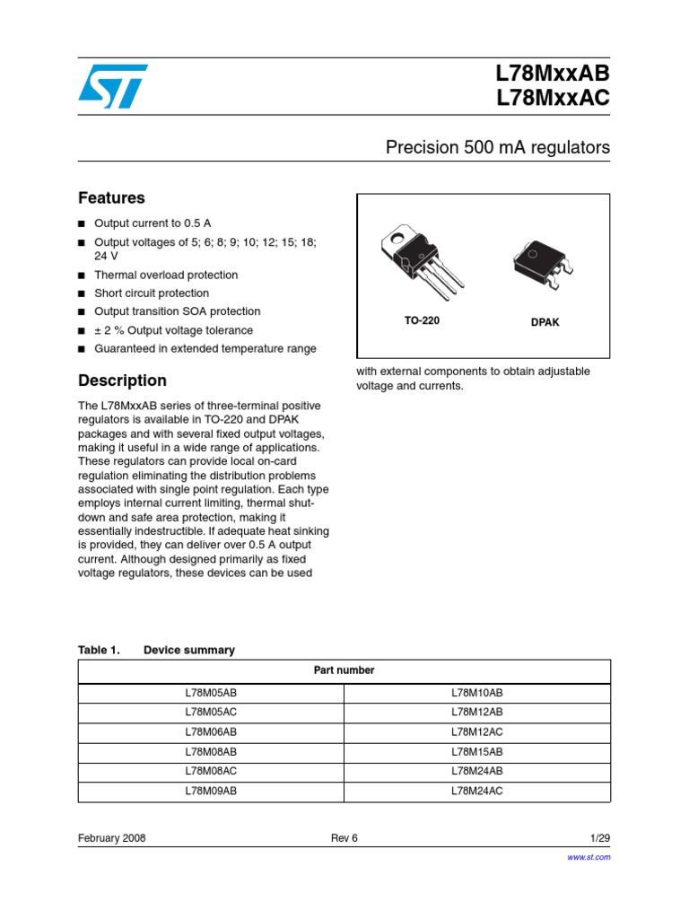 Datasheet 78m10 | PDF | Capacitor | Electric Power