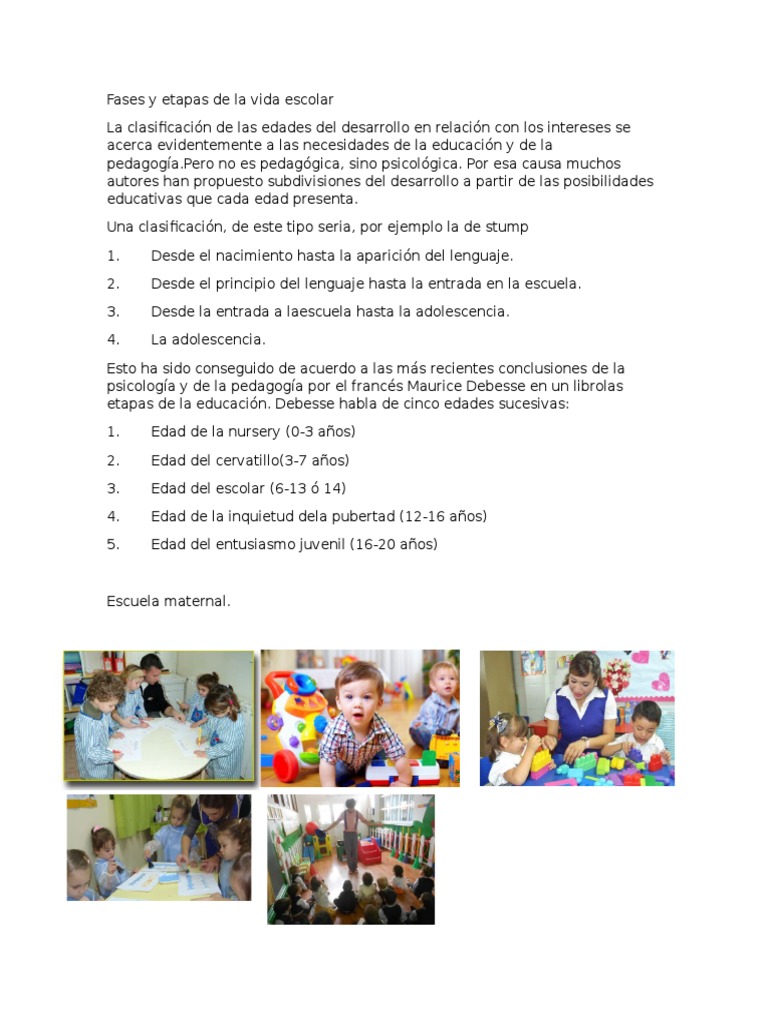 Fases y Etapas de La Vida Escolar | PDF