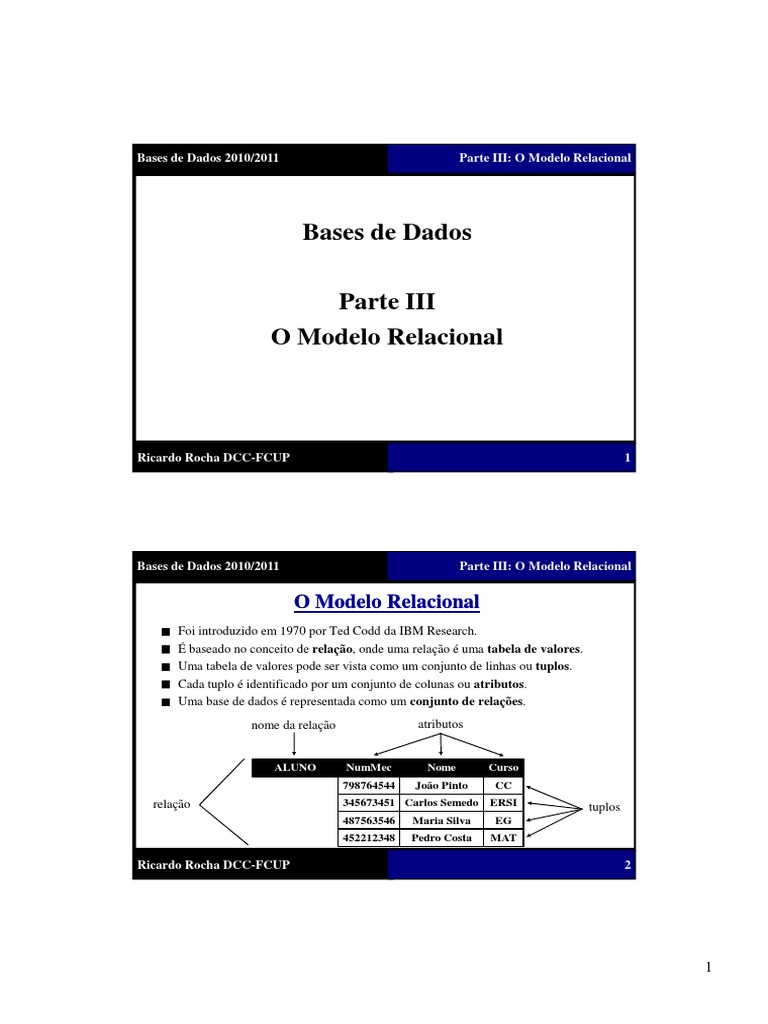 Modelo Relacional PDF | PDF | Modelo relacional | Base de dados relacional