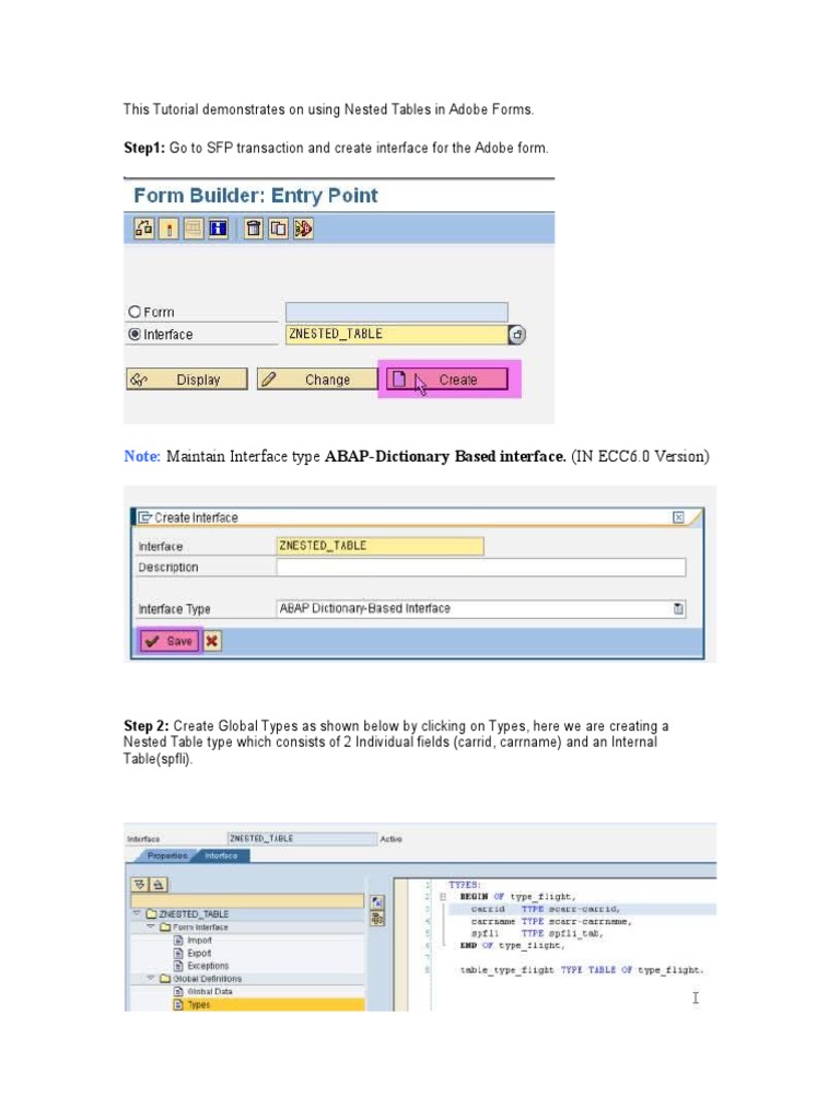 Nested Tables In Adobe Forms Pdf Parameter Computer Programming Software